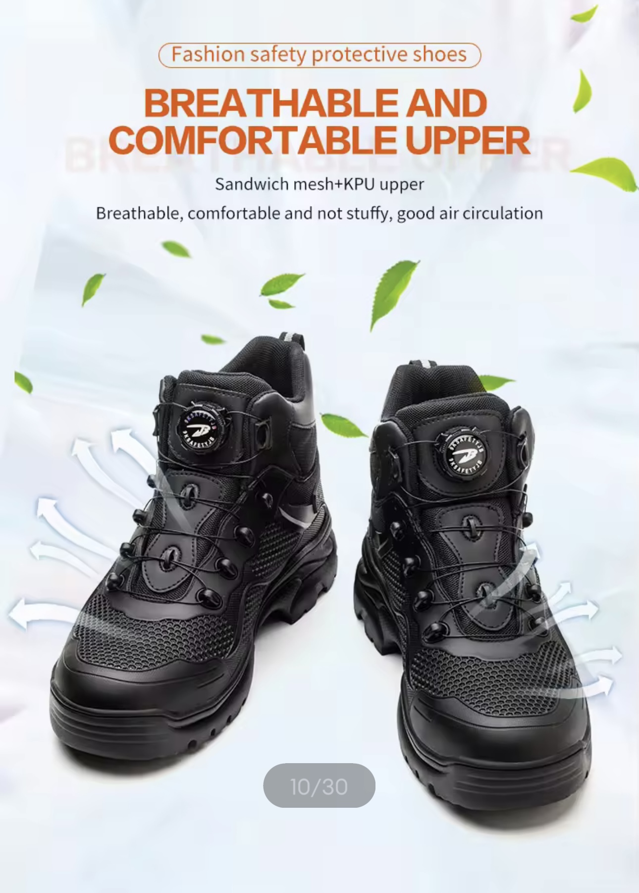 Button-button work boots, steel-toed shoes, men's breathable safety ...