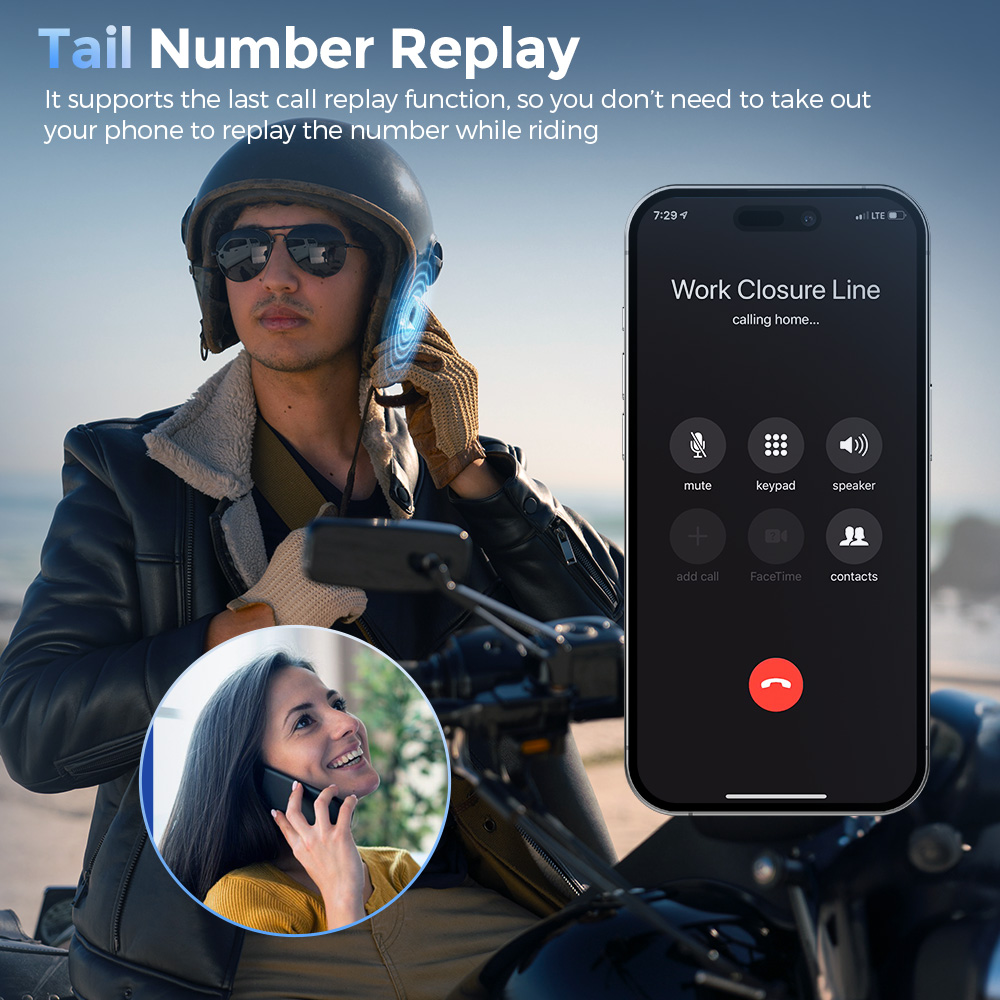 GEARELEC H6 Motorcycle Helmet Intercom Headset 1000m Range 6 Riders ...