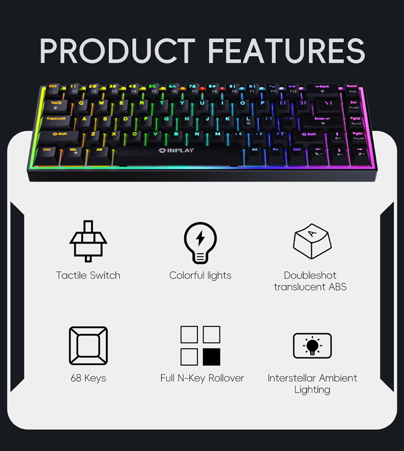 Inplay NK688 Wired Mechanical Keyboard RGB Blue Switche Gaming ...