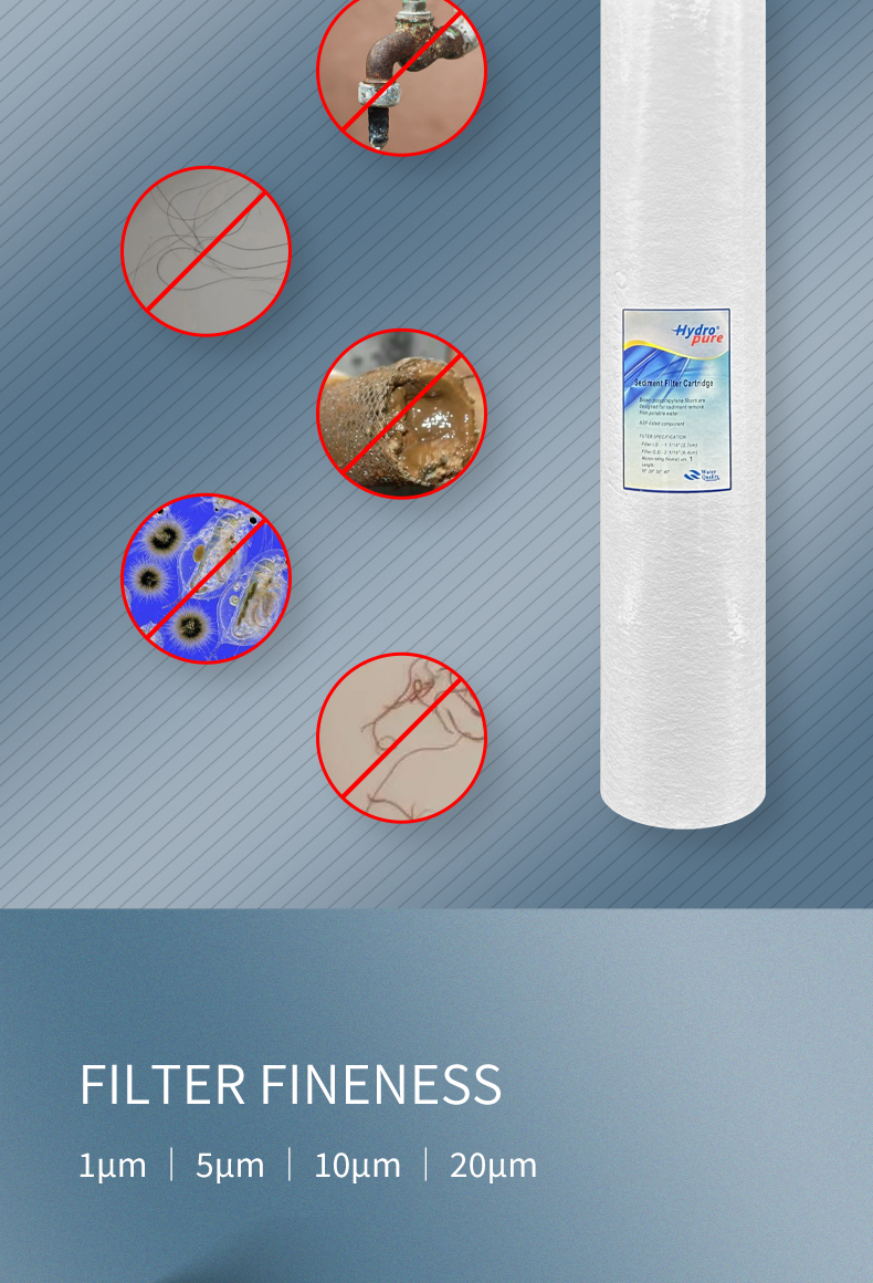 Hydropure Sediment Filter 10 SL 20 inches water filter 1Micron 5Micron ...