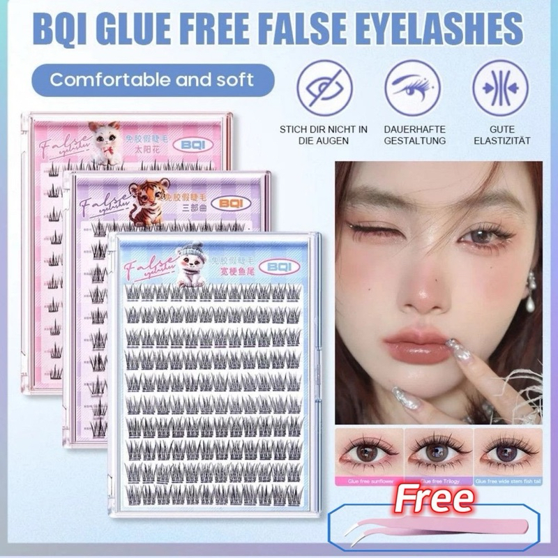 SET w/ Tweezer 100/120 Clusters False Eyelashes Self-Adhesive New ...