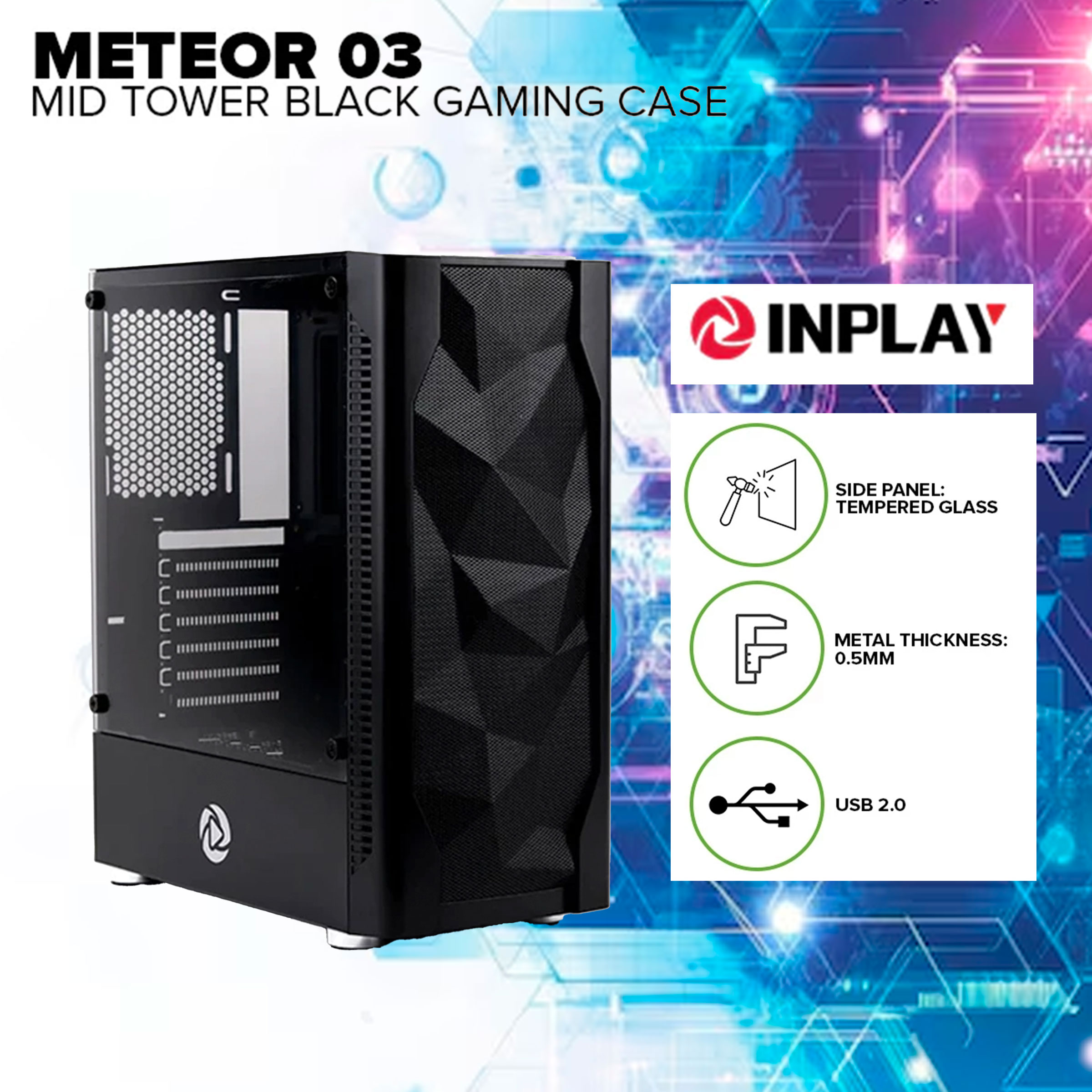 SULIT_INPLAY METEOR 03 ATX MATX CASE TEMPERED GLASS DESKTOP CASE GAMING ...