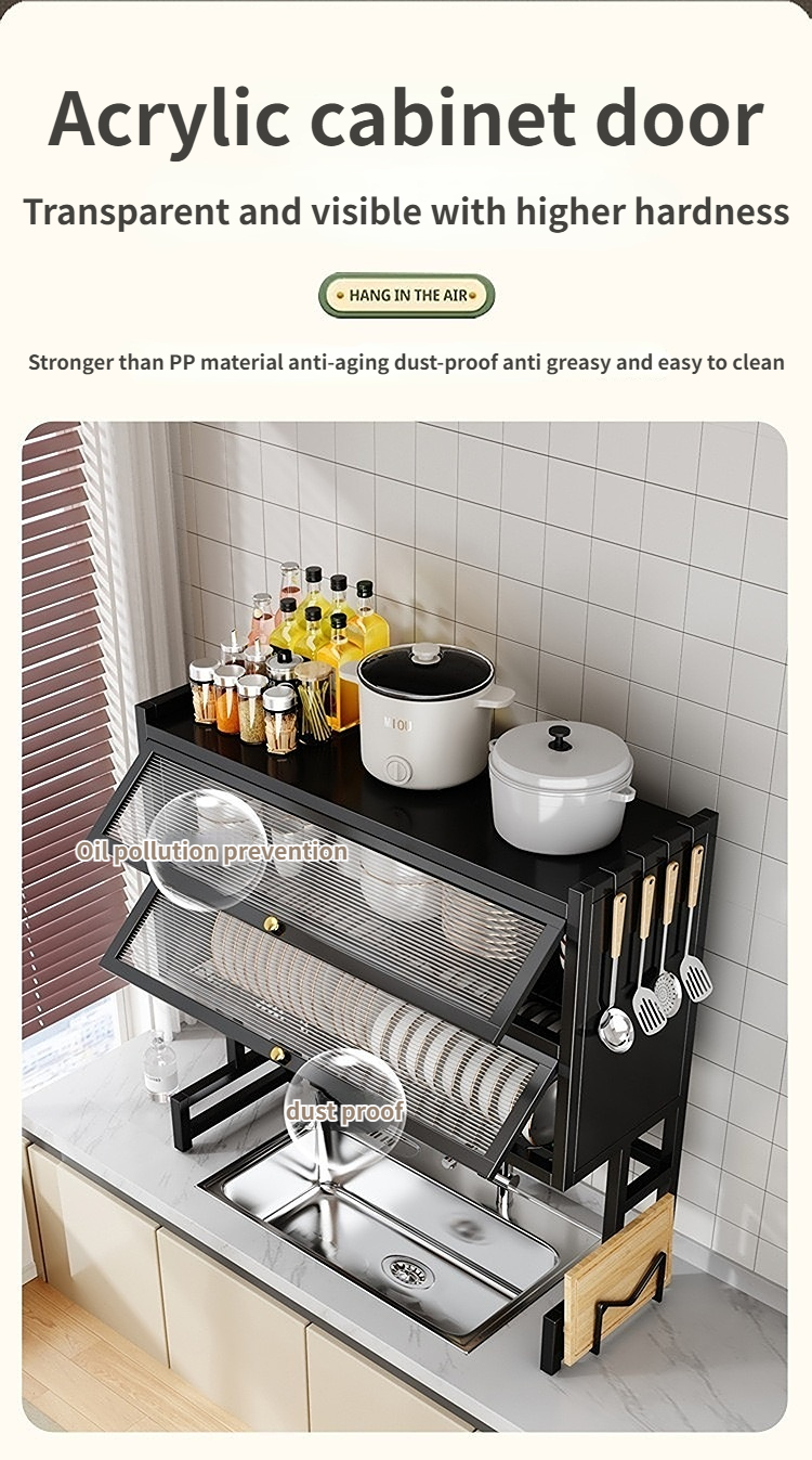 Kitchen Carbon Steel Double-layer Sink Storage Rack Multifunctional ...