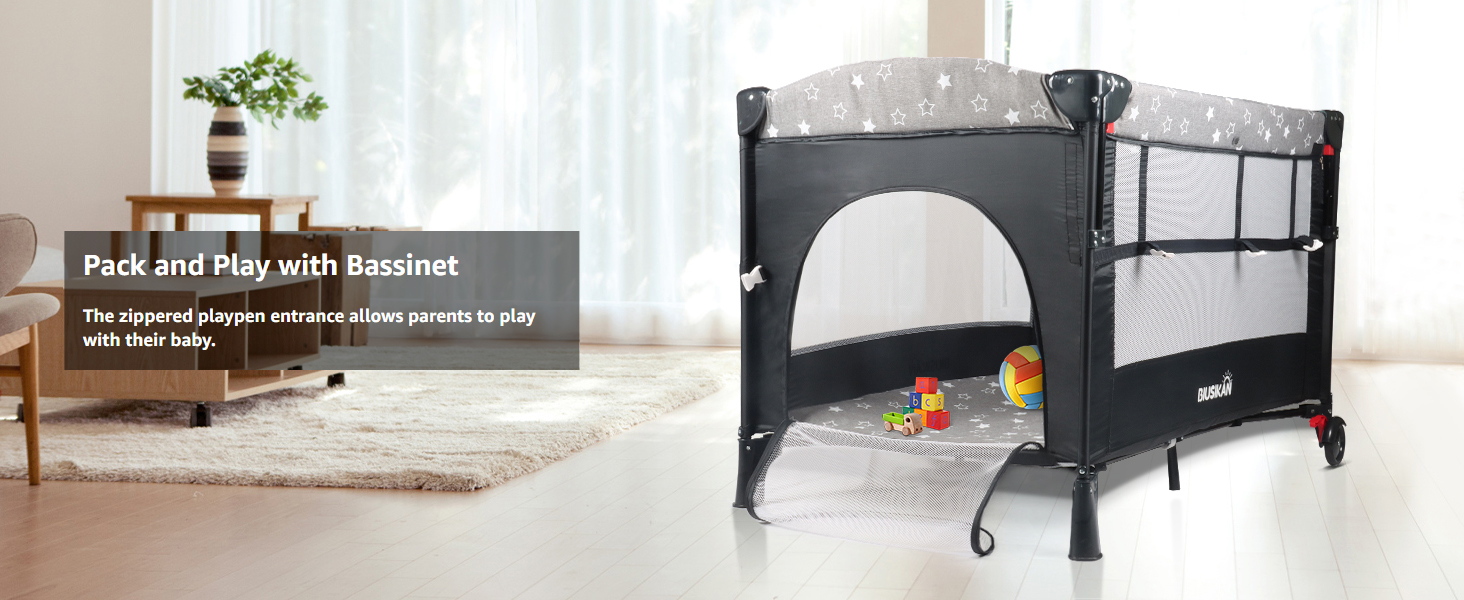 Crib for Baby Co-sleep Baby Bed Crib Foldable Baby Crib 2 Layer with ...