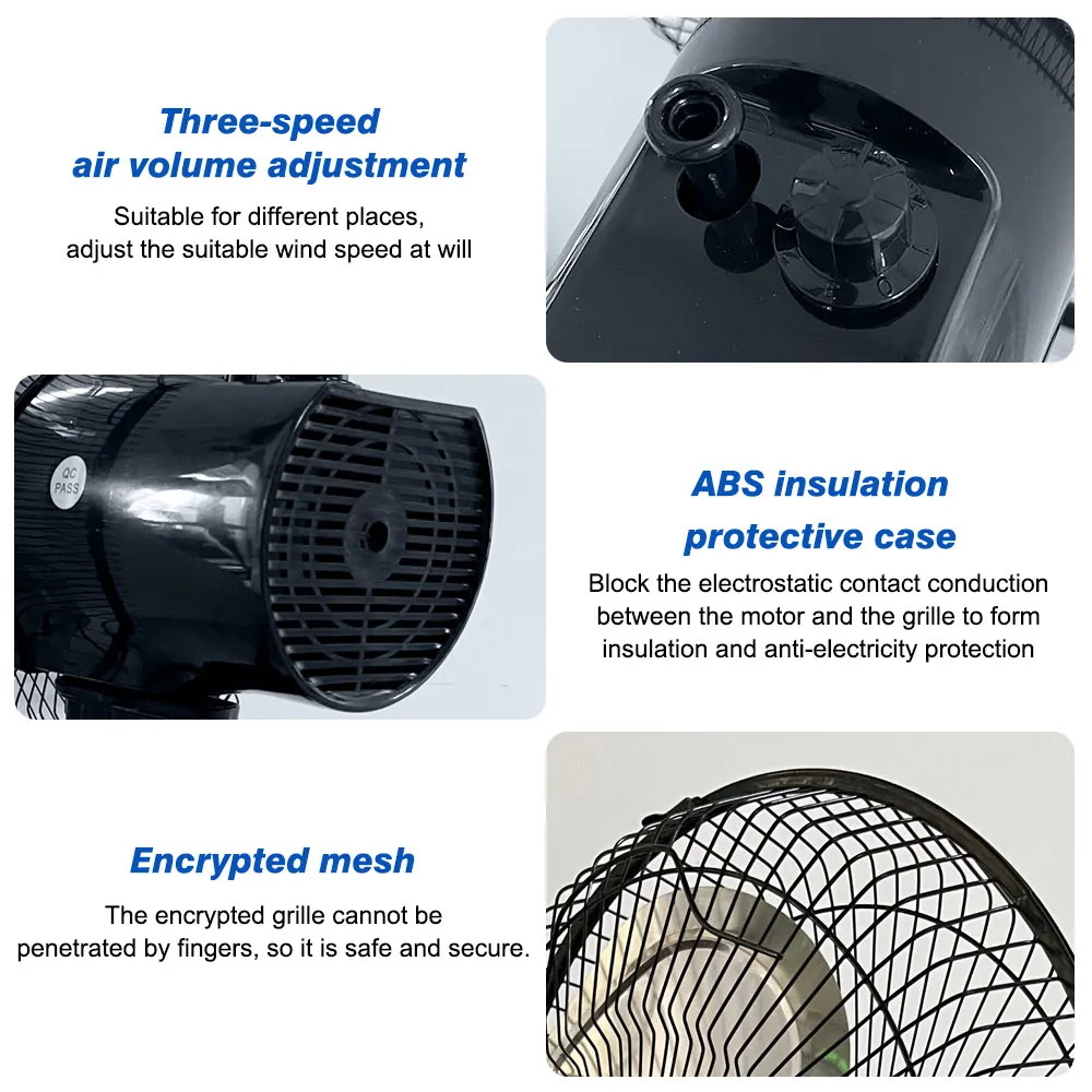 WISDOMMAN 12" FLOOR FAN Industrial Ground Fan Floor Desk Fan w ...