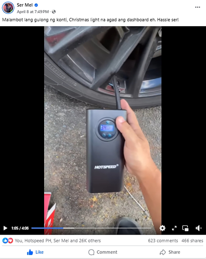 HOTSPEED Tire Inflator For Car Portable Air Compressor Pump Motorcycle12V Wireless SER MEL ...