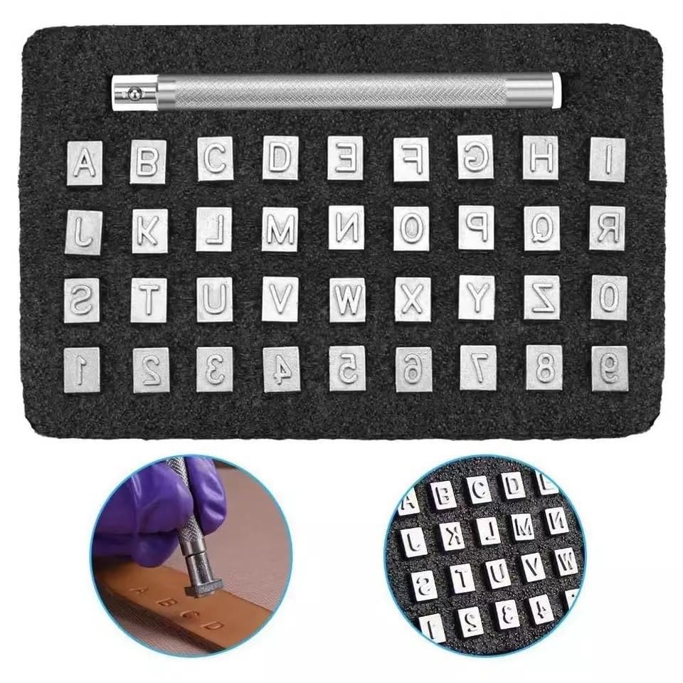 36pcs Steel Leather Letter Number Stamps Leather Stamp Punch Set ...