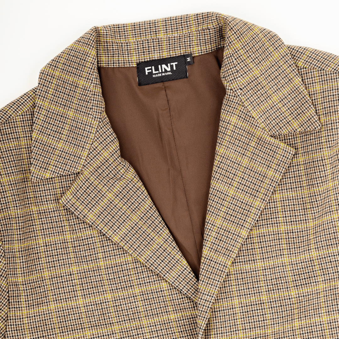 Flint by Made in Mnl: Boxy Fit Houndstooth Cropped Blazer | Shopee ...