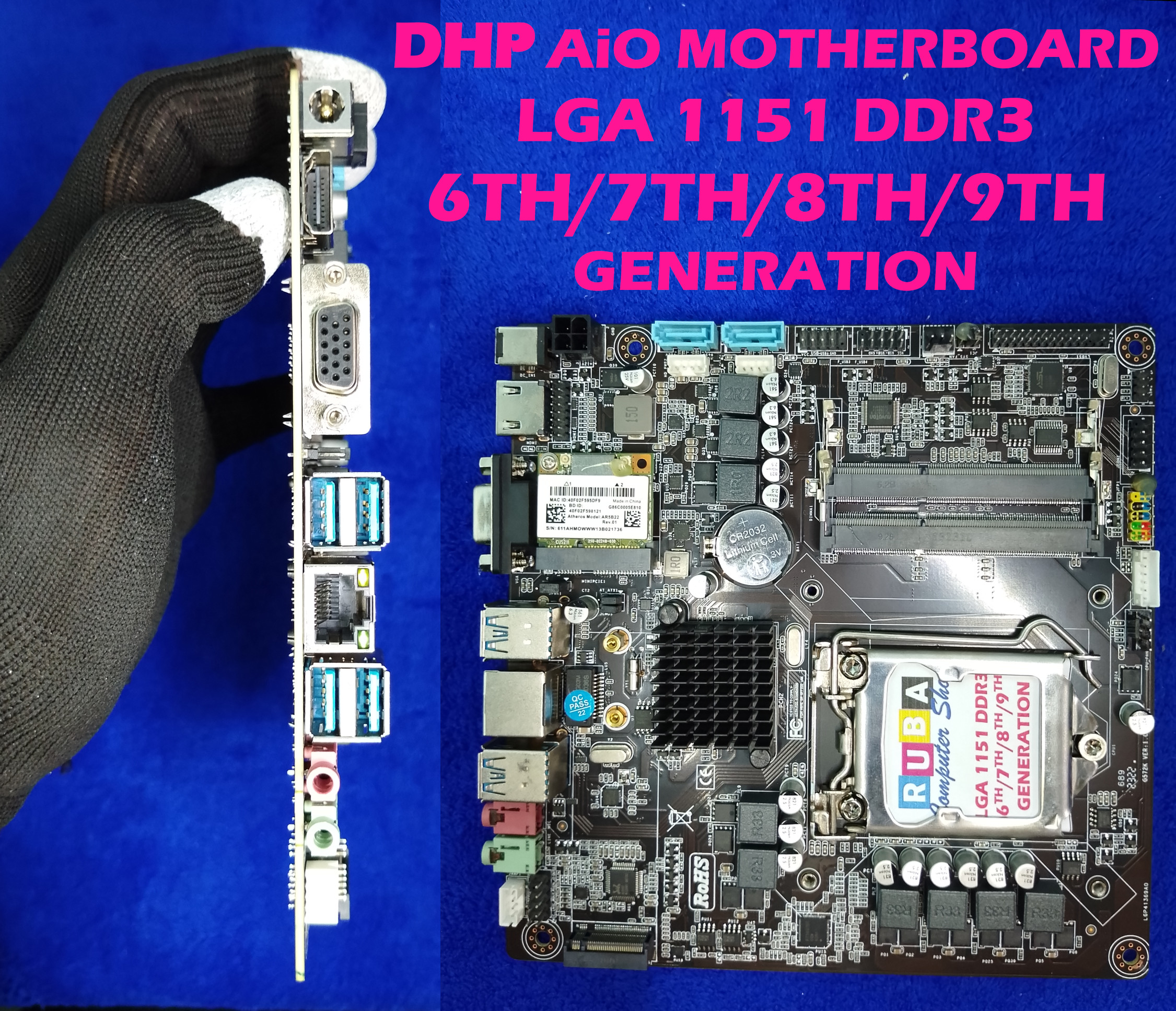 DHP mini-ITX Motherboard LGA1151 Support 6th/7th/8th/9th Generation DDR3/DDR4 (RECASESABLE ...