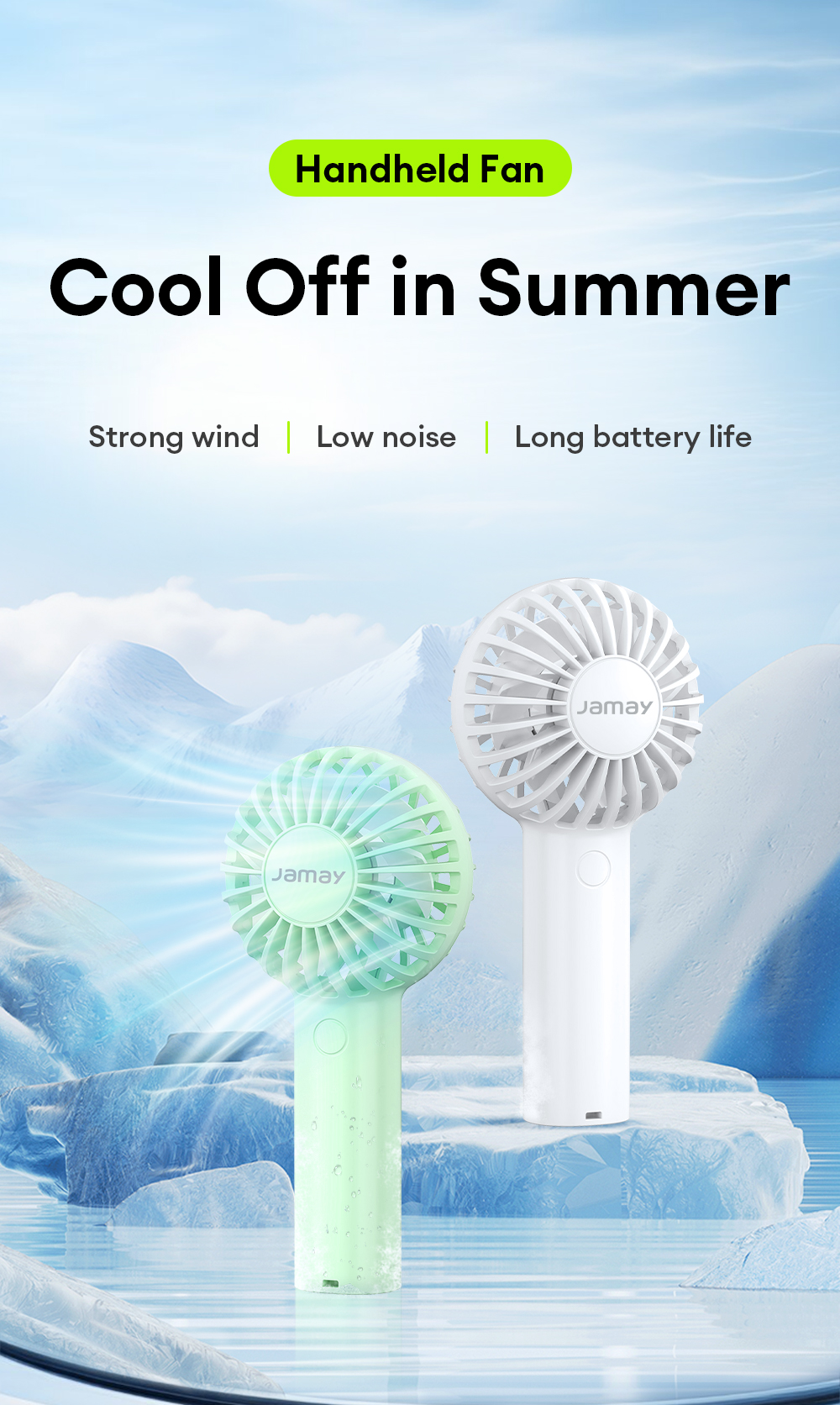 Jamay F1 BubbleMini Fan Portable and Lightweight 3 Speed Wind Hand ...