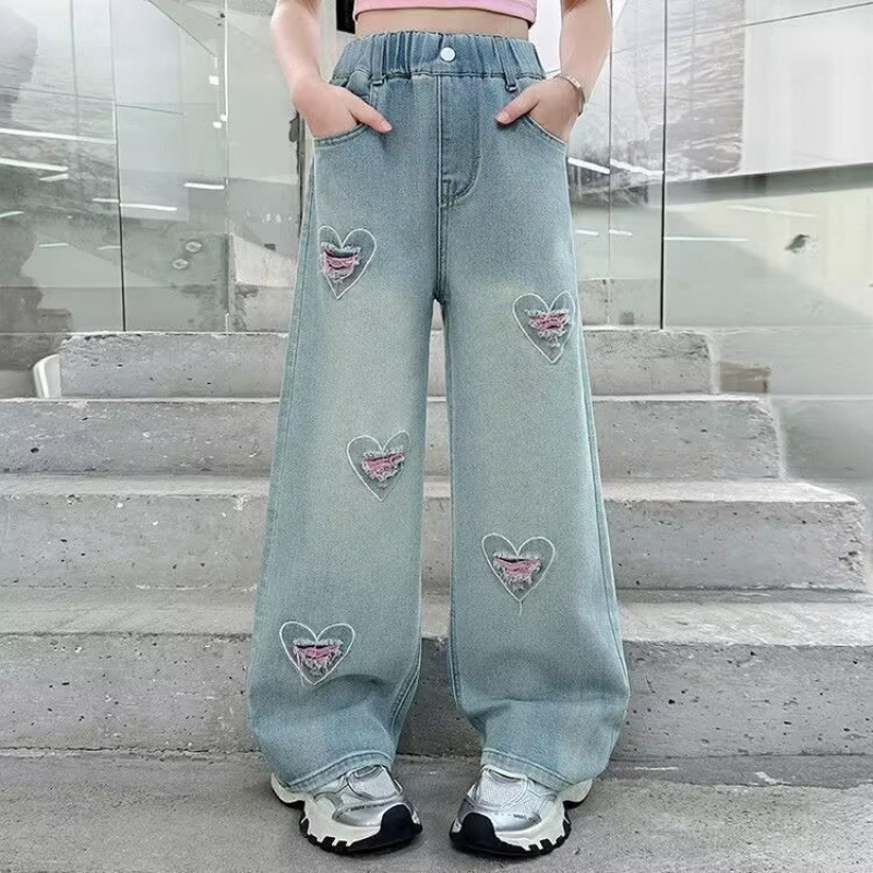 Maong Pants for Kids Girls Denim Pants Childrens Jeans Love Ripped ...