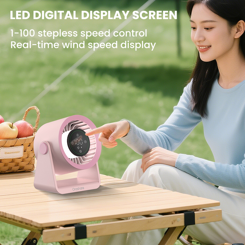 Orashare DF03L 10000mAh Rechargeable Desk Fan with LED Light 100 Gears ...