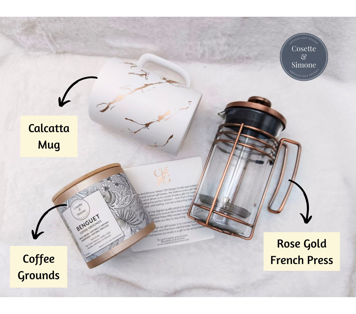 Corporate Gift Set – Rose Gold French Press, Elegant Mug & Benguet ...