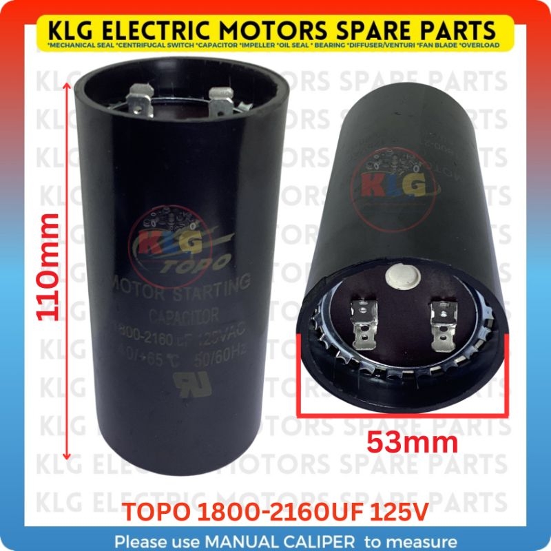 Topo starting capacitor 1800-2160uf 125v | Klg Water pump parts ...