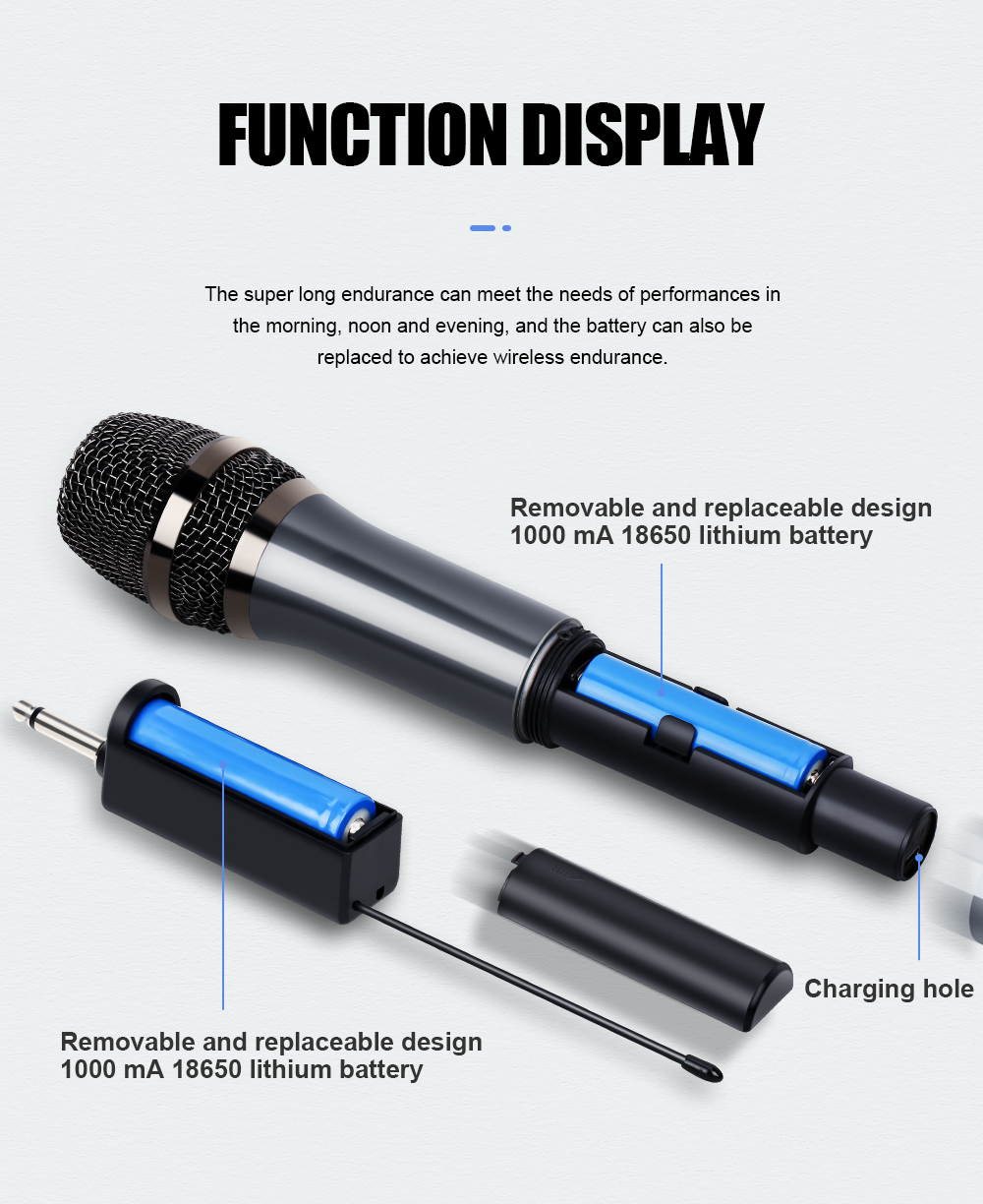 NEW BAXS Wireless Microphone SU601/SU602 UHF charging microphone 1280mA ...