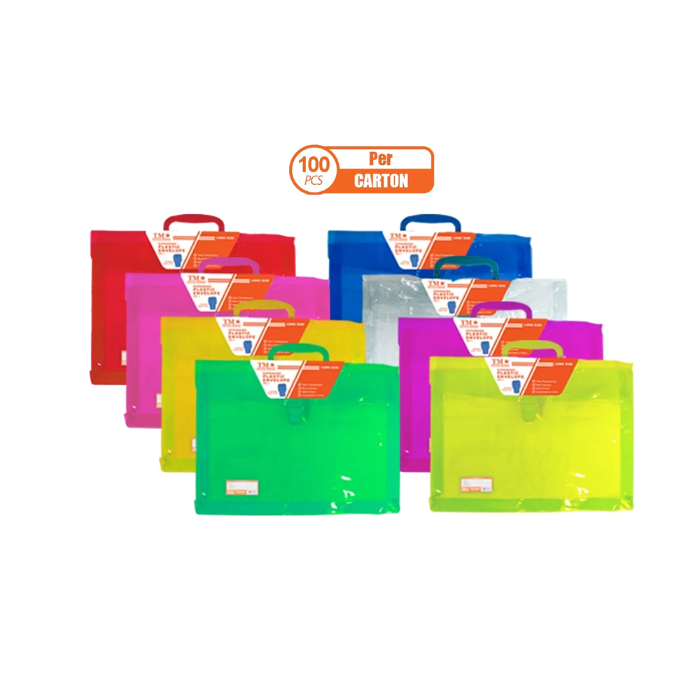 TM Plastic Expanding Envelope with Handle Colored Long | 100 pcs (PE-1 ...