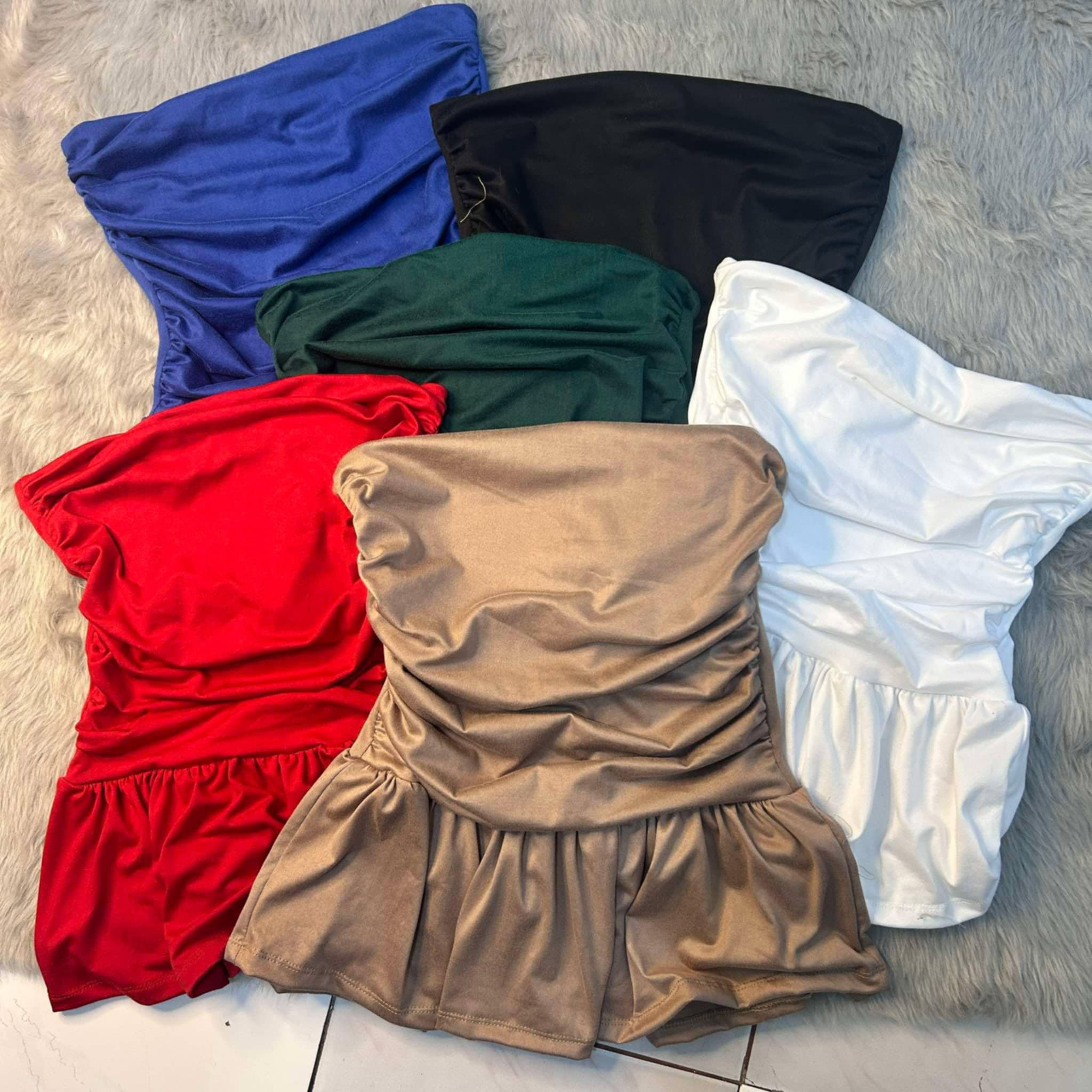 Ruched Peplum Tube Tops Free size Womenswear | Shopee Philippines