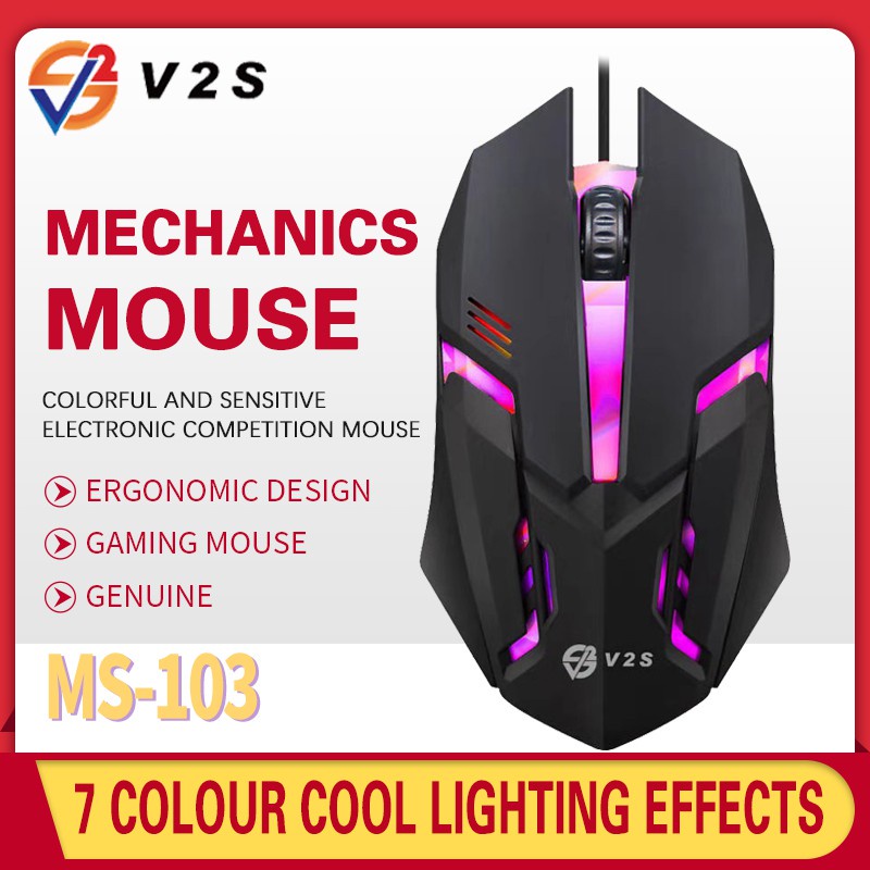 V2S MS103 Mouse USB Wired Gaming Cool High Configuration Led Back light ...