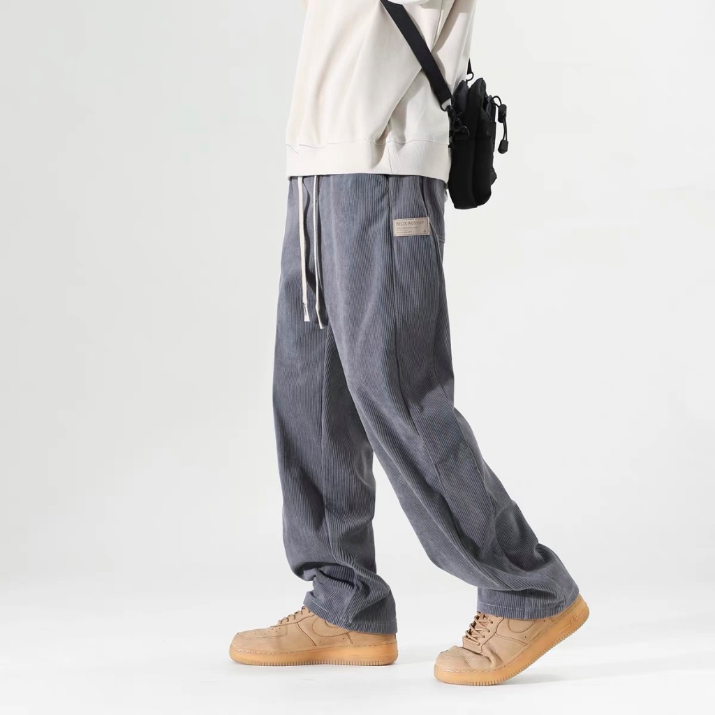 Labeling Corduroy Pants For Men Stripe Texture Cuts Slocks Korean Baggy ...
