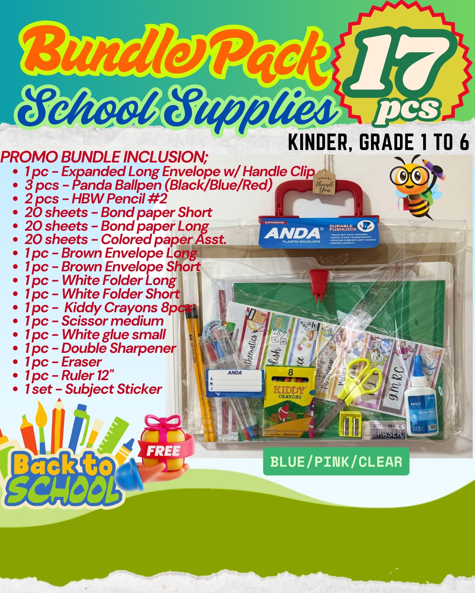 SCHOOL SUPPLIES BUNDLE PACK by 17pcs | Shopee Philippines