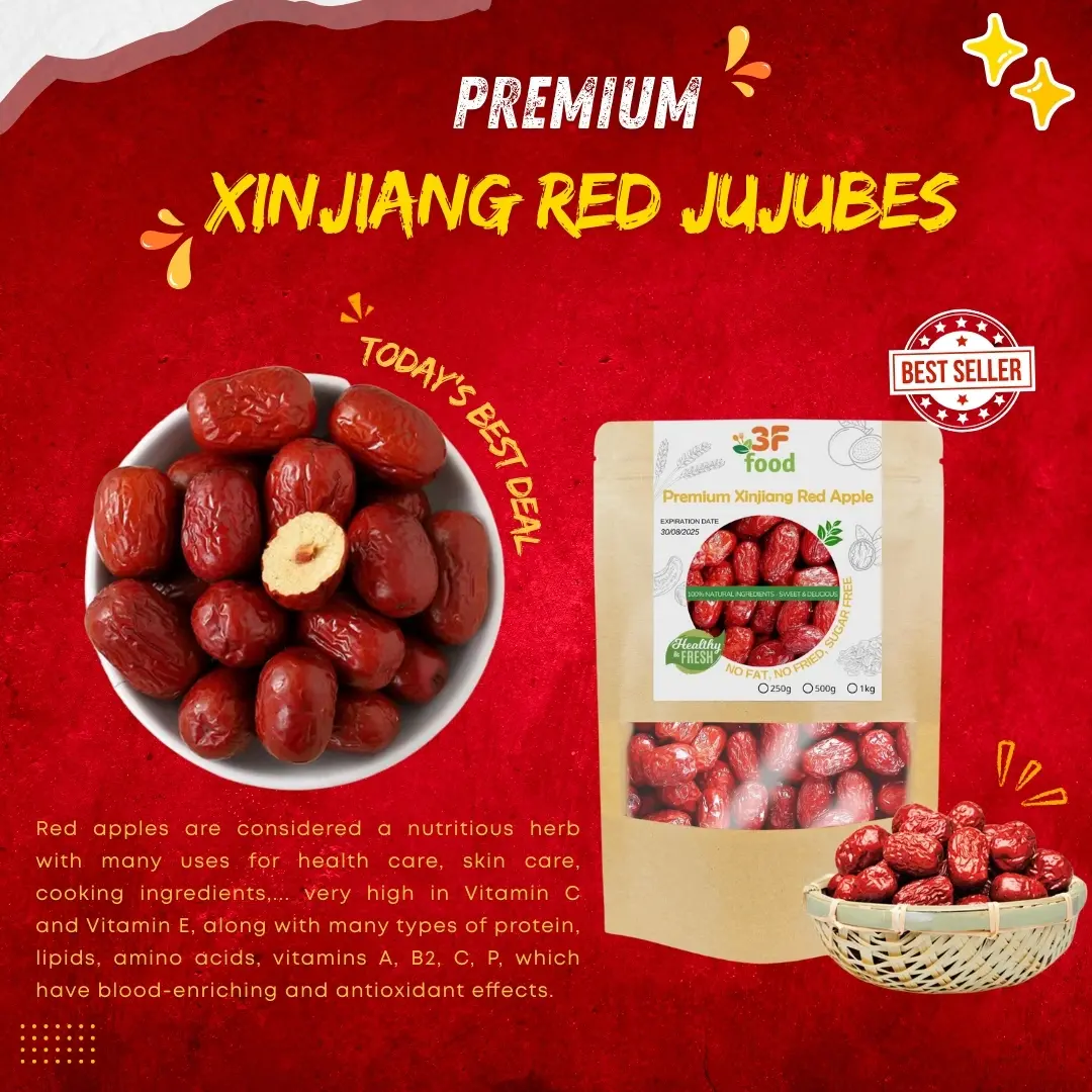 [ 3F FOOD] PREMIUM XINJIANG RED JUJUBES Large size, thick meat, good ...