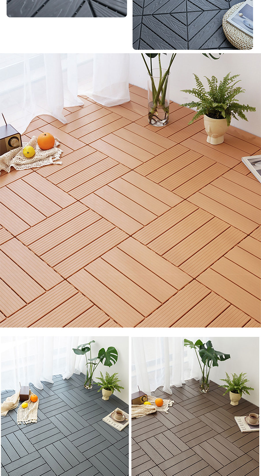 (PVC) Floor Decking tiles Indoor Outdoor DIY Interlocking Tiles for ...