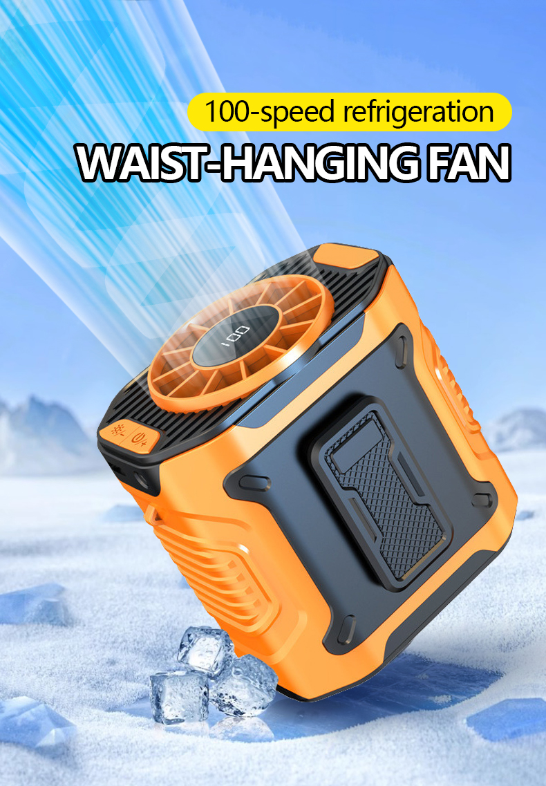 Kuwo Portable Waist Cooling Fan with 5 Speed Adjust 10000mAh Power Bank ...