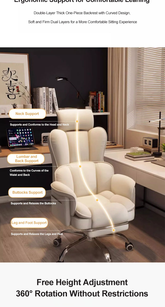 L&Q Computer Chair Ergonomic Gaming Chair White Leather Office Chair ...
