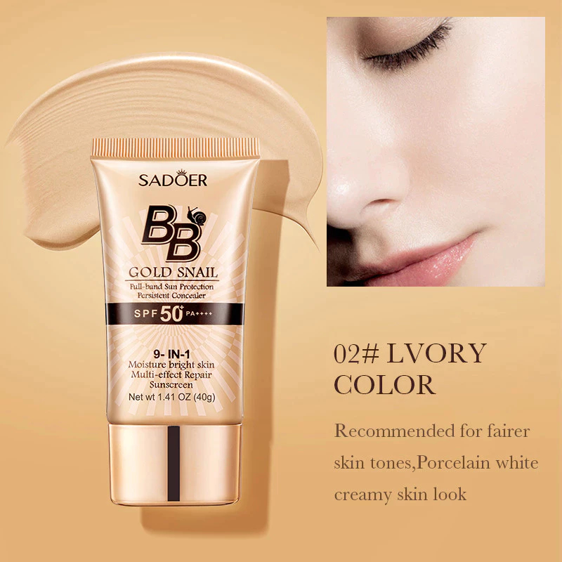 BB Cream SPF50 Gold Snail Sunscreen BB Cream Waterproof Sunblock ...