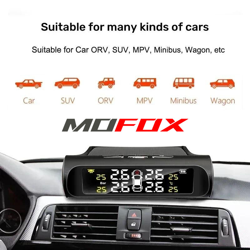 MOFOX Tire Pressure Monitoring System TPMS Wireless Solar Car Tire ...