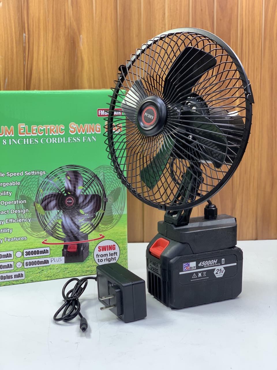 PC.DIY FM888 AIR Automatic Swing Fan 8" Lithium Rechargeable Cordless ...