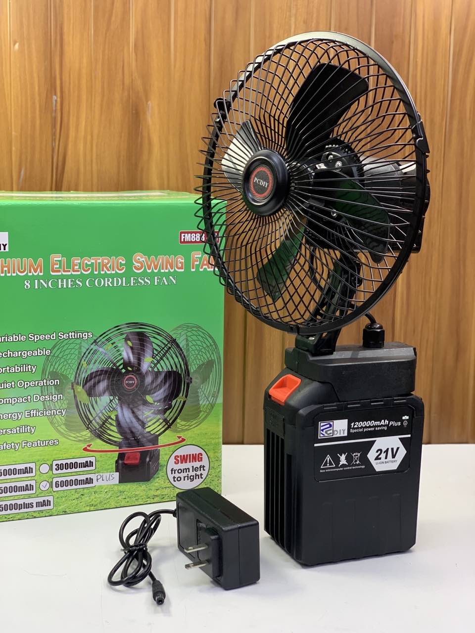PC.DIY FM888 AIR Automatic Swing Fan 8" Lithium Rechargeable Cordless ...