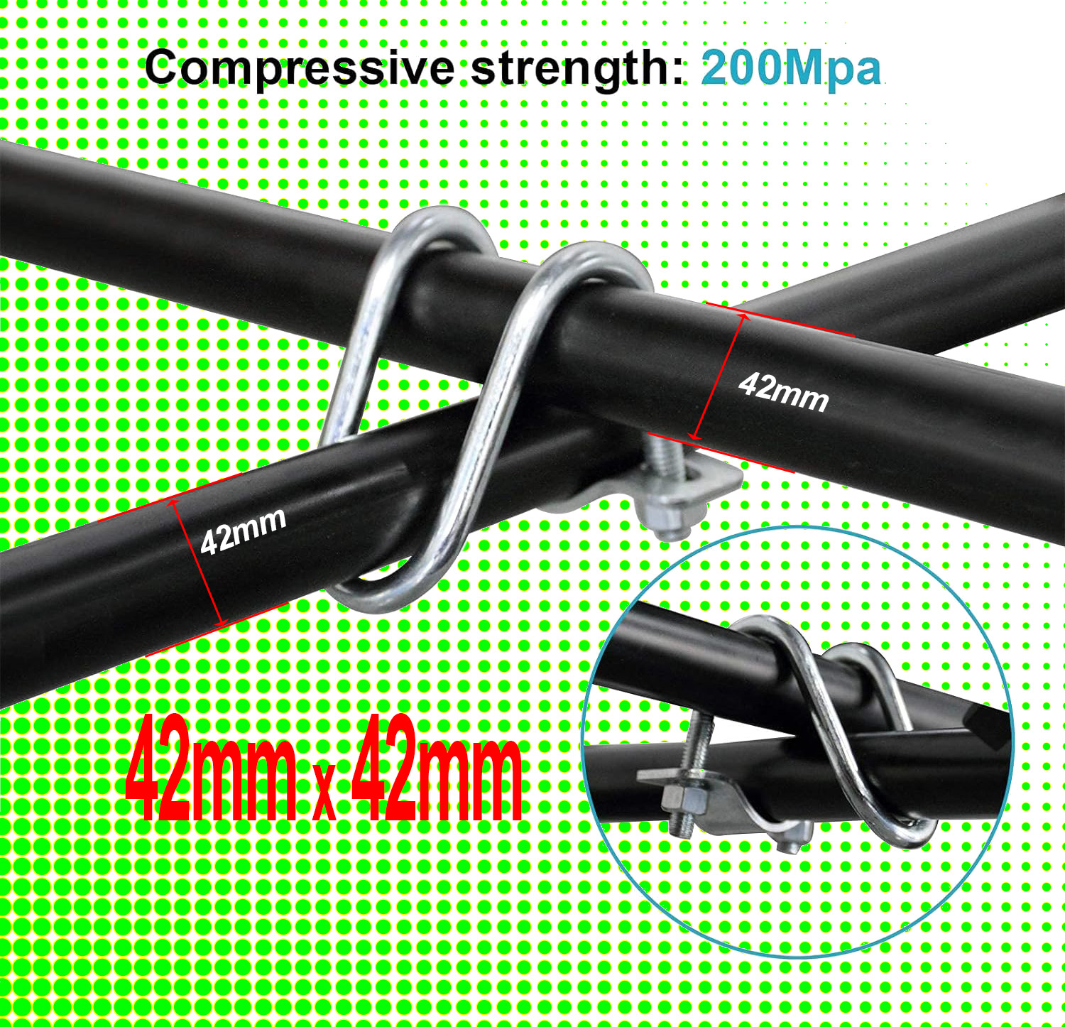 42mm Cross-Connector Pipe Clip Crossover U Shape Clamp for Greenhouse ...