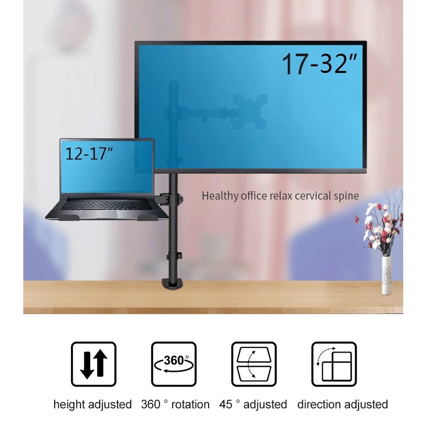 EXPOSE Monitor Stand With Laptop Tray Dual Arm Desk Mount Fully ...