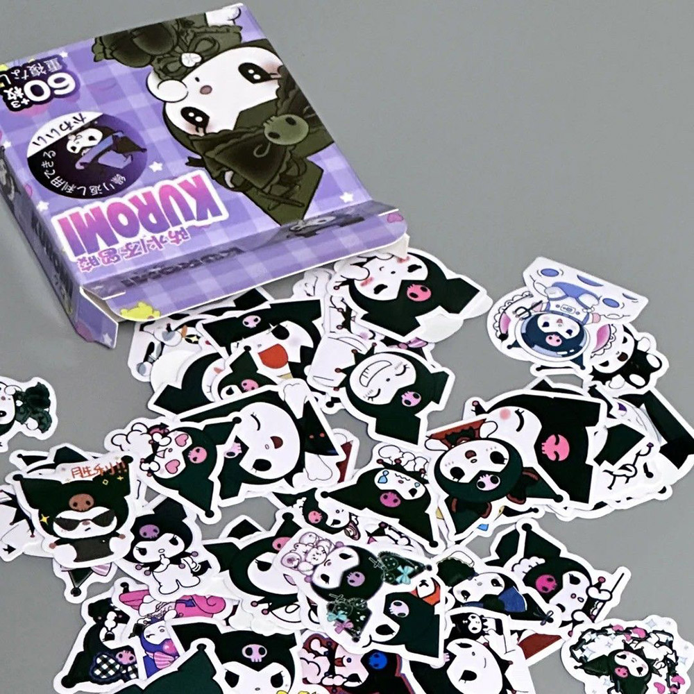 100/63Pcs Box Sanrio Cute Cartoon Sticker Cute Kuromi Cinnamoroll ...