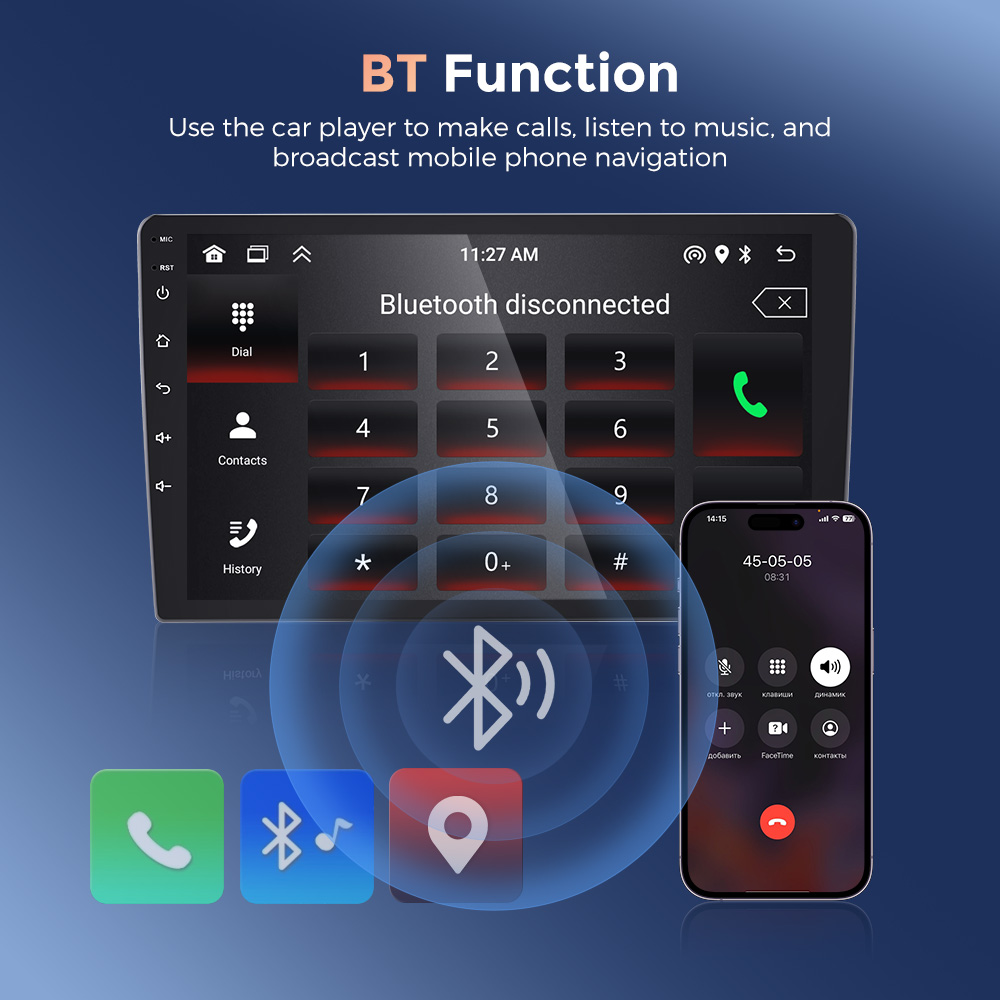 GEARELEC 7/9/10 Inch Android Head Unit Touch Screen Car Stereo With GPS/FM/RDS/Wifi Optional ...