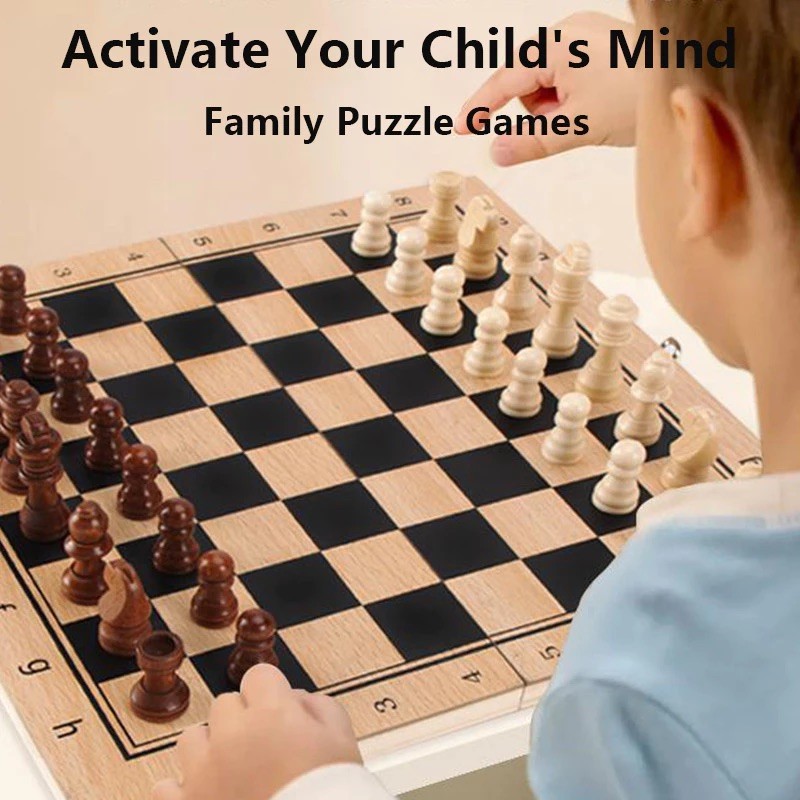 S/M/L/XL Folding Wooden Chess Board Pieces Set Board Game toy Folding ...