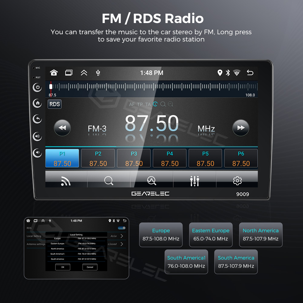 GEARELEC 9 Inch Android Head Unit Touch Screen Car Stereo With ...