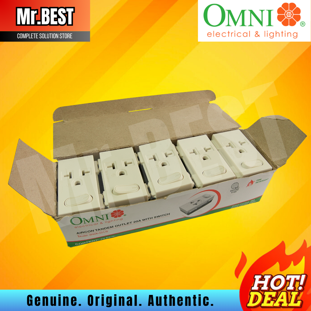 OMNI 20A Aircon Tandem Outlet with Switch & Plate WWA-501/S and WEA-401 ...