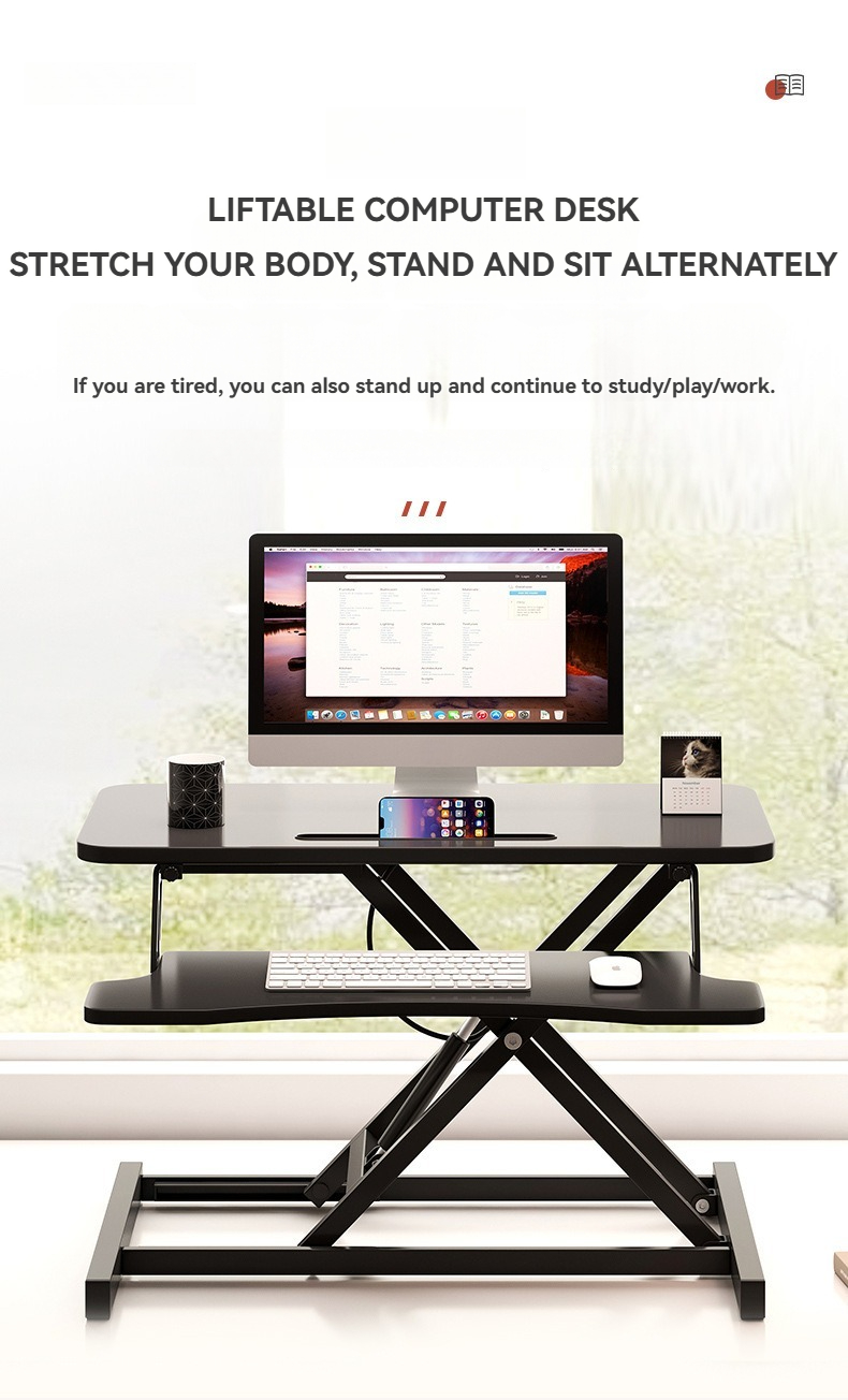 Lift table Double layer standing lift computer table with keyboard tray ...