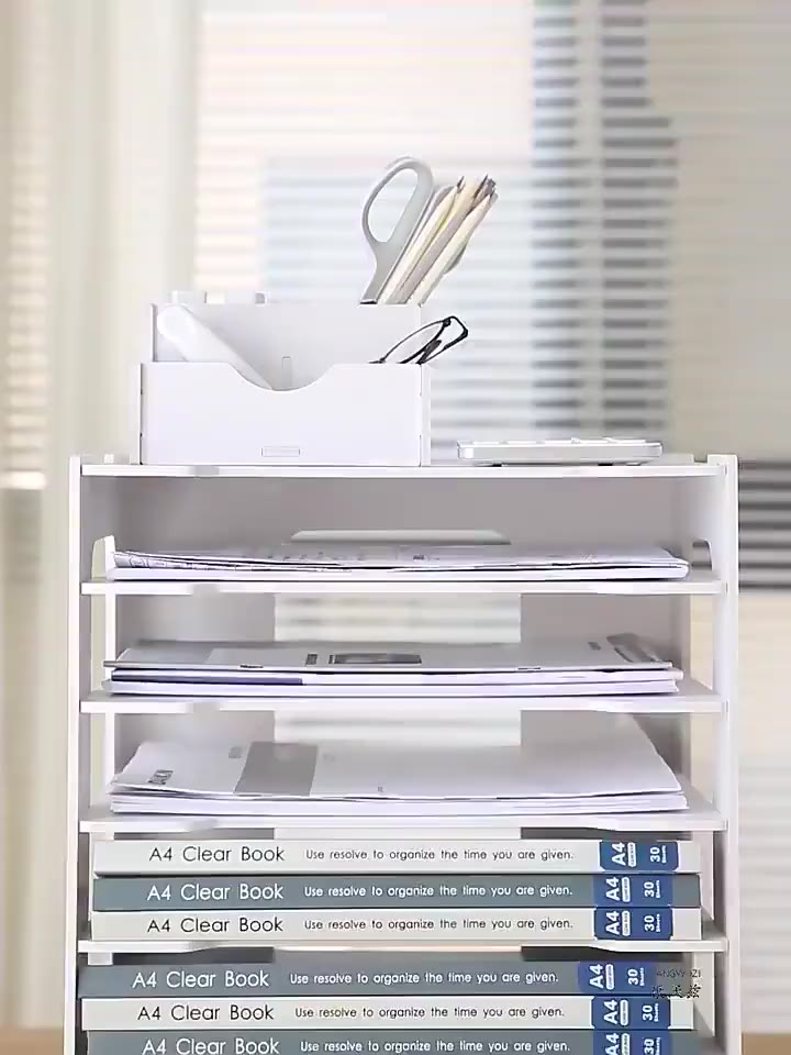 5-Layer Bookshelf Desk Organizer Desktop File Holder Multi-Purpose File ...