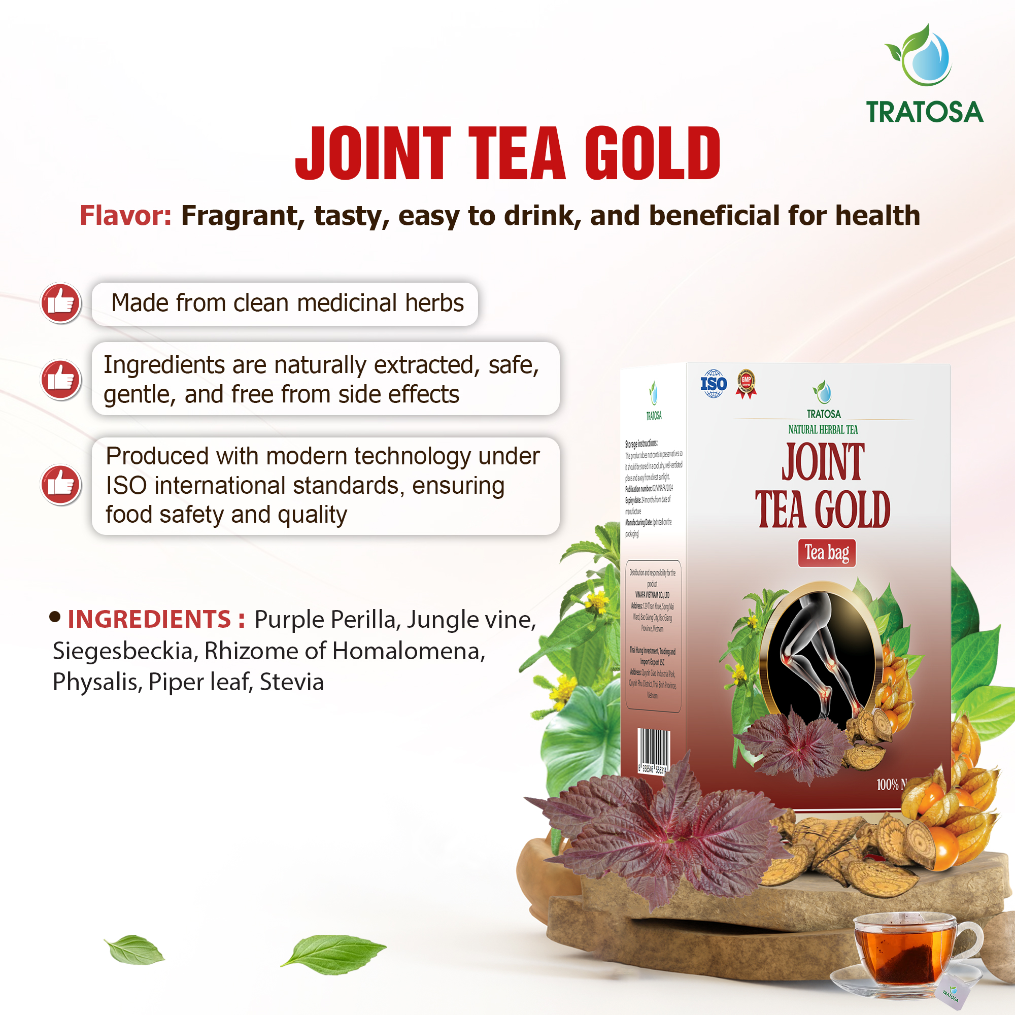 Tratosa Joint Tea Gold Herbal Tea to Relieve Gout, Joint Pain & Lower ...