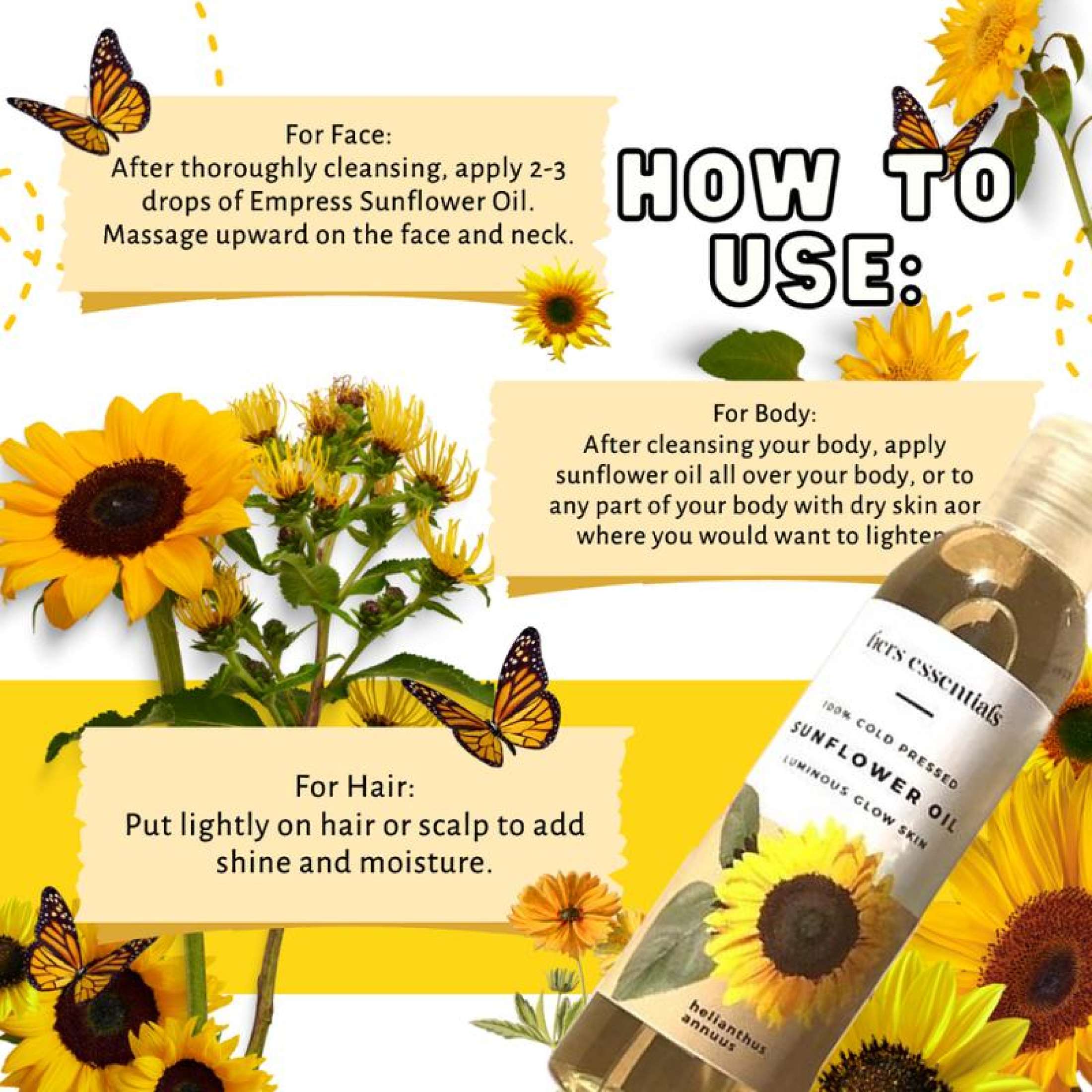 SUNFLOWER OIL 100% pure refined 100ml by Hers Essentials strengthens ...
