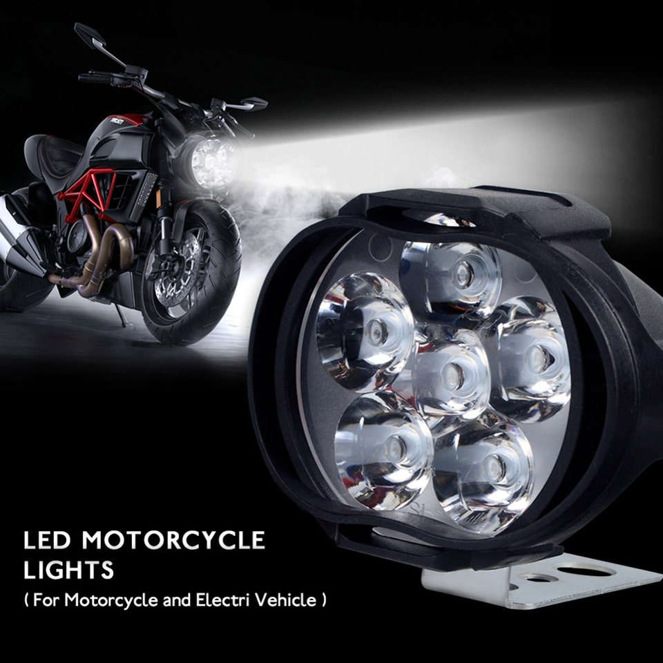 Motorcycle Headlight Bulb 2 Pcs 12V 6 LED Motorcycle Spot Light Buld ...