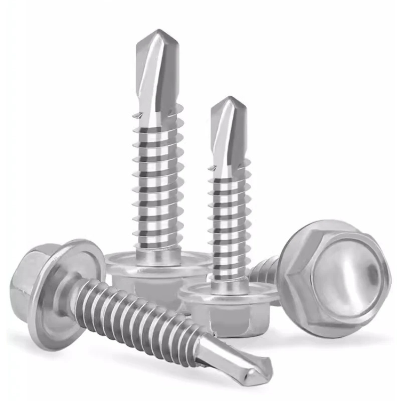 100Pcs 410 Stainless Steel Self-Drilling TEK Screws, #12 Hex Head Self ...