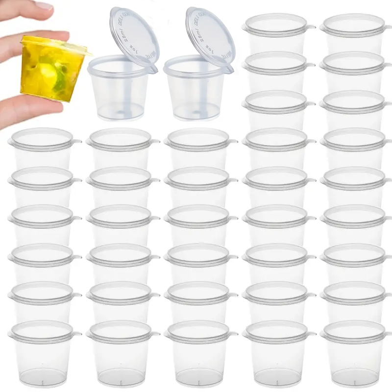 100PCS Hinged Sauce Cup Disposable Food Container Cup Hinge Lid ...