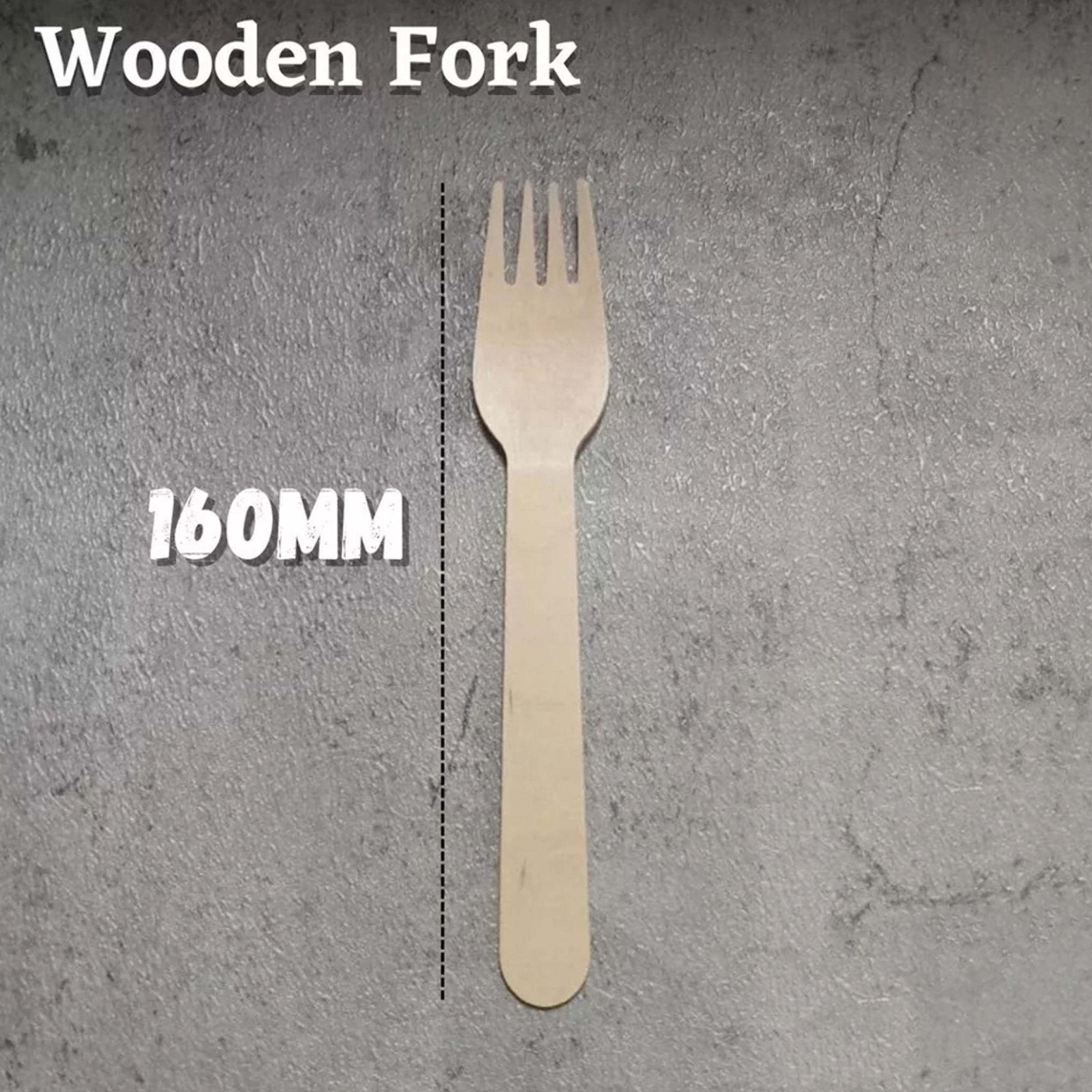 100pcs/Pack Wooden Spoon, Fork And Knife Eco Friendly & Disposable ...