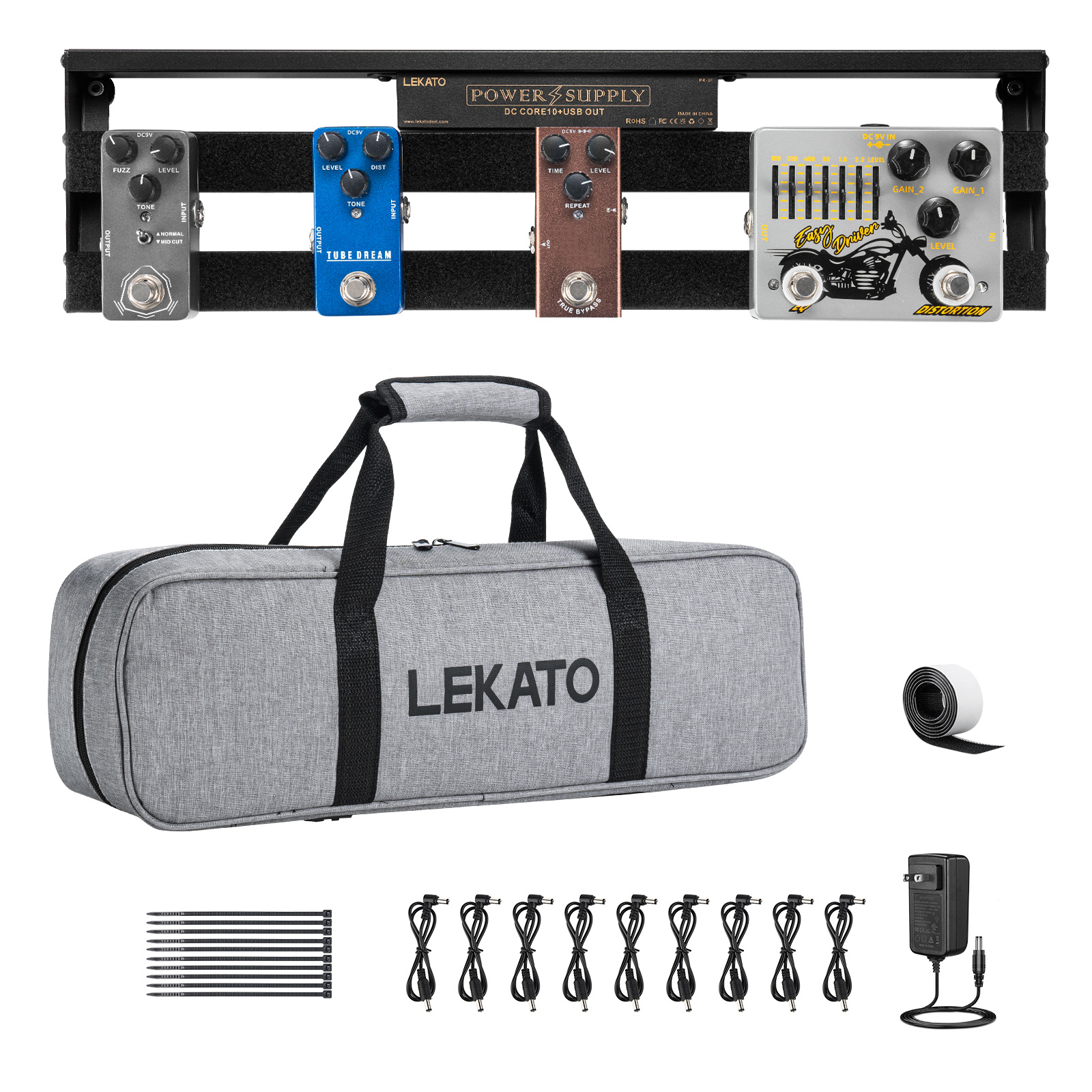 LEKATO PR-01 Guitar Effects Pedal Board with Power Supply PedalBoard ...