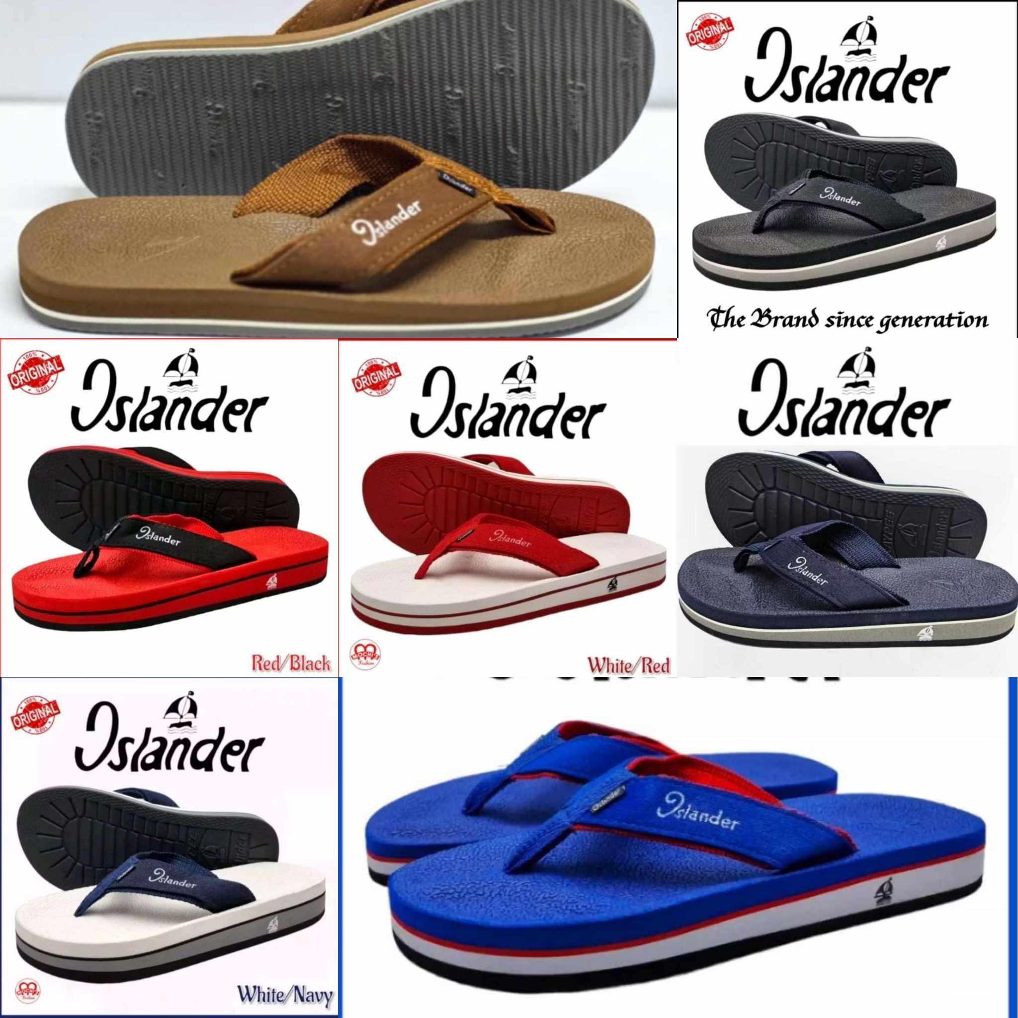 AUTENTIC ORIGINAL NAVY/RED ISLANDER SLIPPERS for Men & Women Outdoor ...