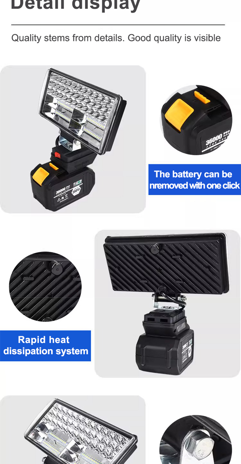 Portable 8" Cordless LED Work Light Spotlight For Li-ion Battery ...